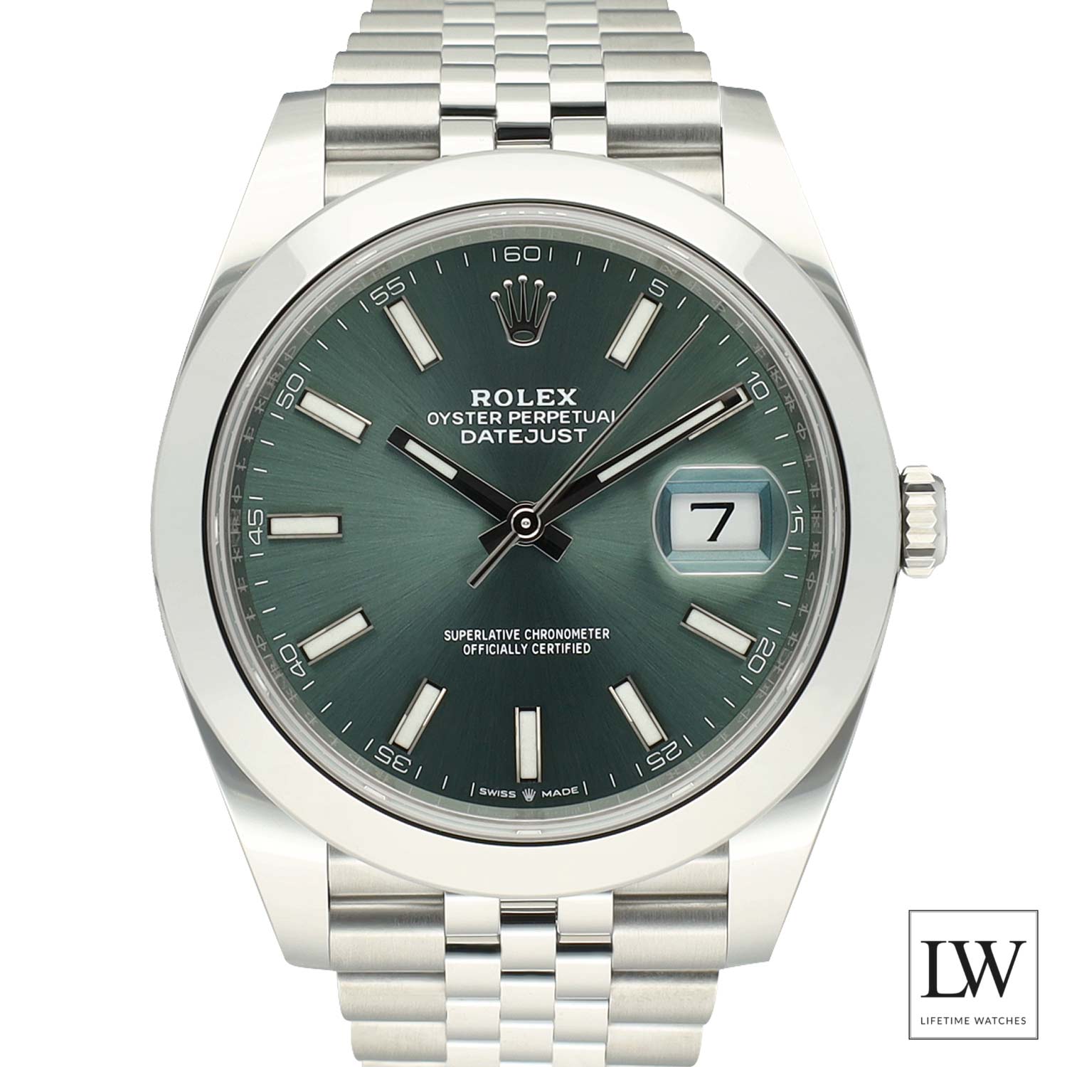 Rolex Datejust 126300 | Groene Motif Dial | Smooth bezel | oyster